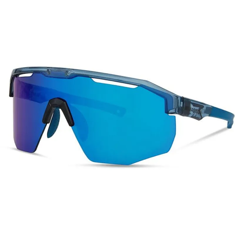 Madison Cipher Cycling Glasses Crystal Blue w Blue Mirror 3 Lens