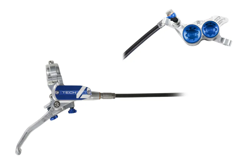 Hope Tech 4 V4 Hydraulic Disc Brake Silver / Blue Front Right